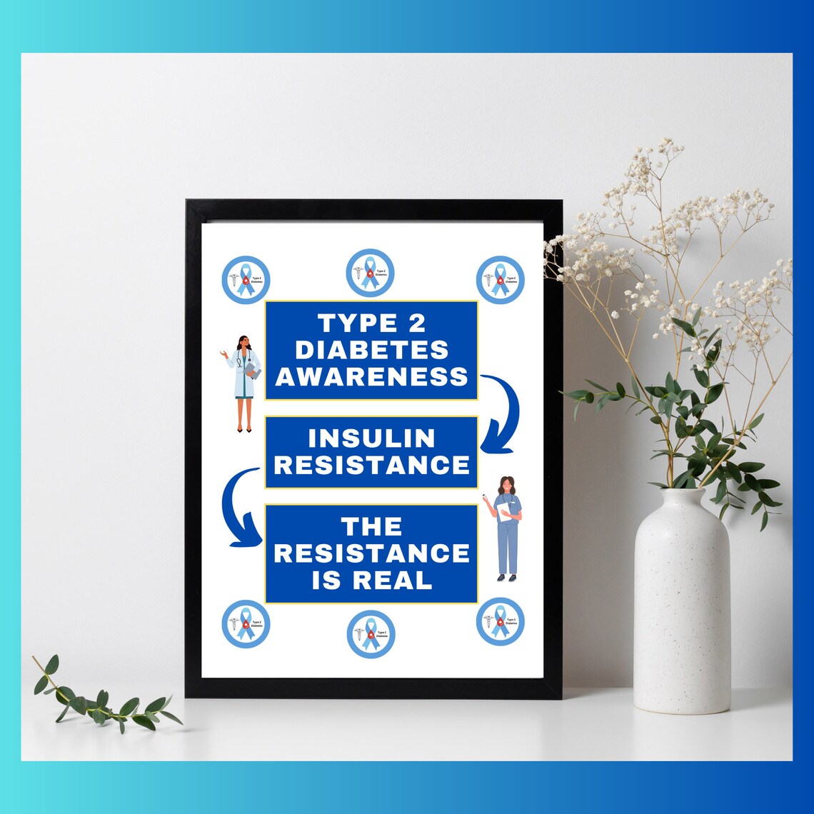 Type 2 Diabetes Art Print, Diabetes Awareness, Gift for Diabetics, 8.5 ...