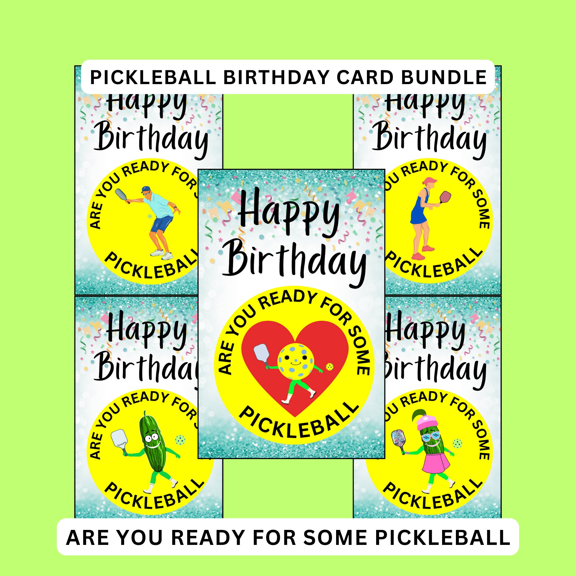 Funny Pickleball Birthday Card Bundle Pickleball Gifts for Pickleball ...
