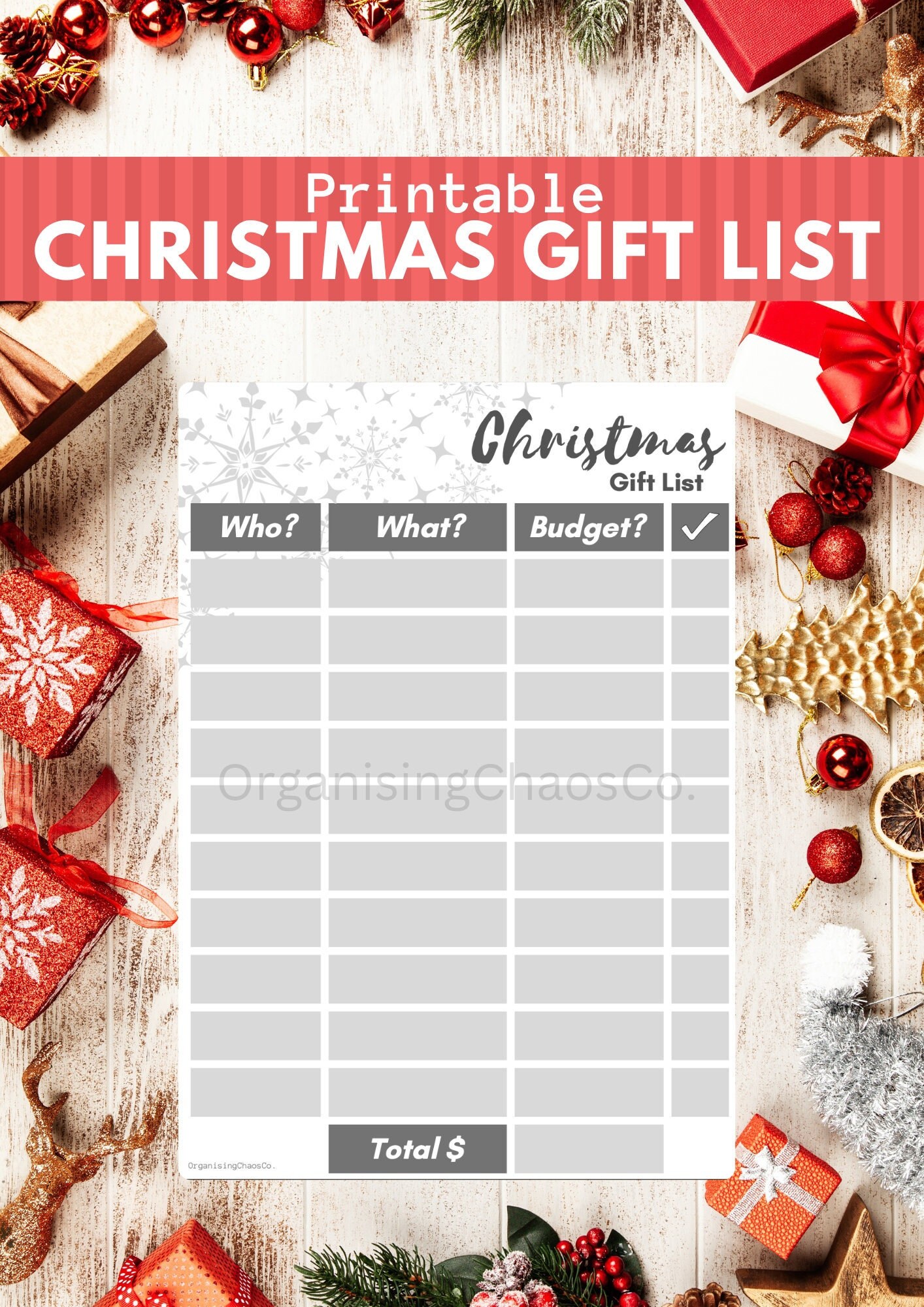 Christmas Gift List PDF, Printable Christmas Gift List, Gift List PDF ...