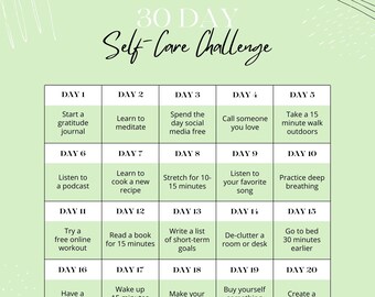 30 Day Self Care Challenge Digital Download - Etsy