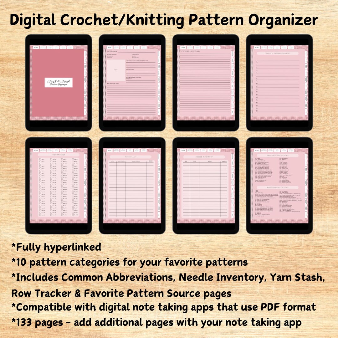 Crochet/knitting Digital Pattern Organizer, Needlework Project Planner ...