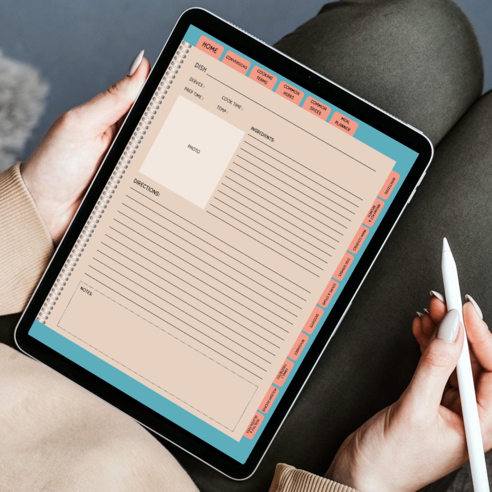 Digital Recipe Organizer, Digital Cookbook, Meal Planner, Goodnotes ...