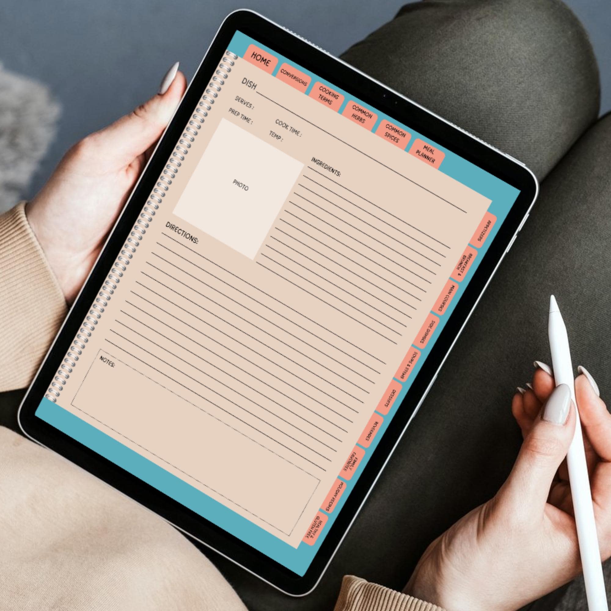Digital Recipe Organizer, Digital Cookbook, Meal Planner, Goodnotes ...
