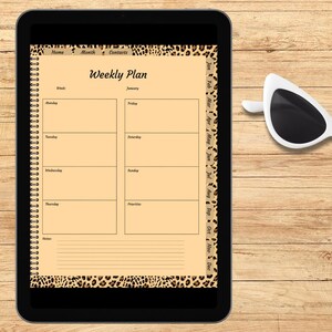 Leopard Print Weekly Digital Planner, Goodnotes, Notability, Ipad ...