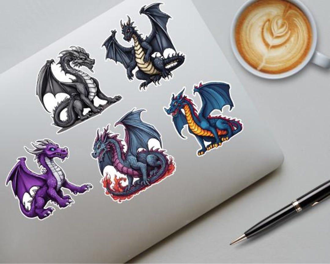 Gothic Dragon Collection Sticker PNG, Printable Sticker, Laptop Sticker ...