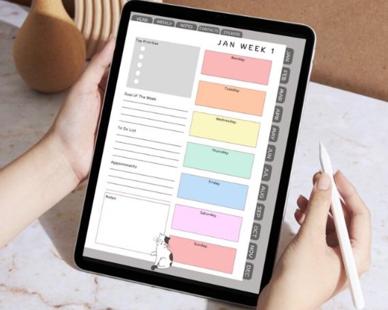 2025 Purr-fectly Planned, Digital Planner, Cat Theme, Goodnotes ...