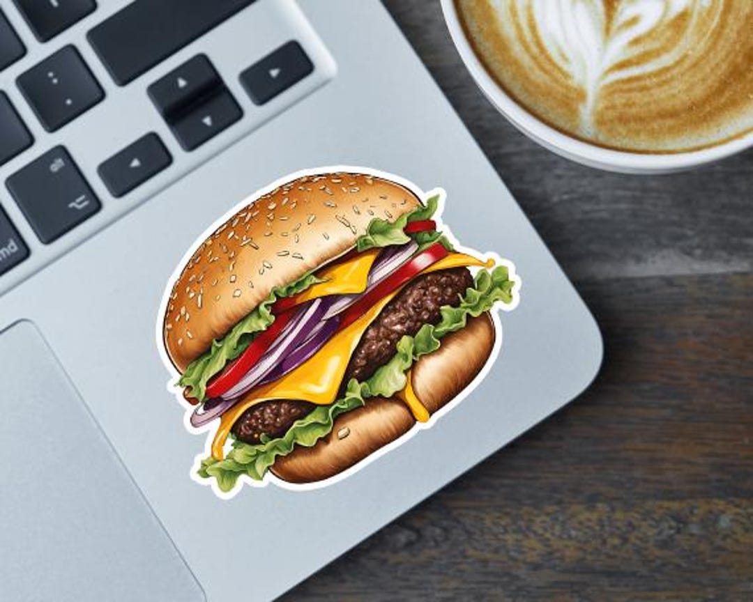 Juicy Cheeseburger Sticker PNG, Printable Sticker, Laptop Sticker ...