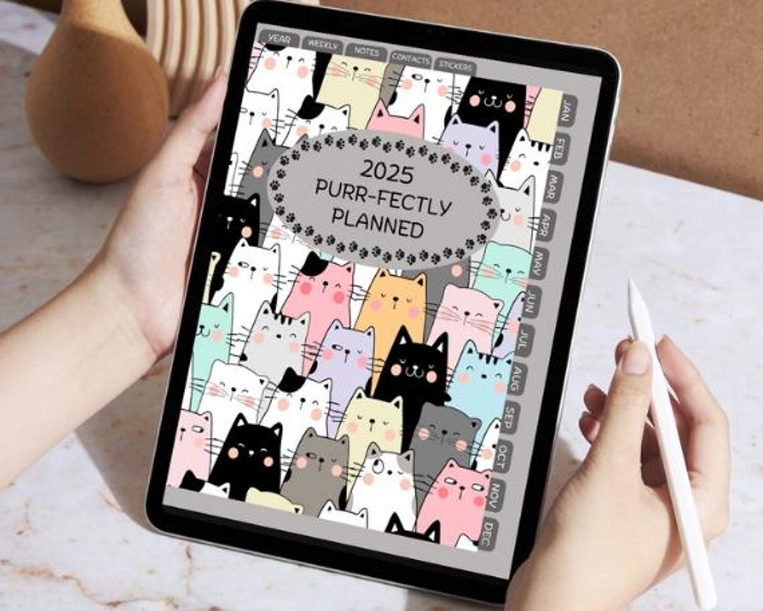2025 Purr-fectly Planned, Digital Planner, Cat Theme, Goodnotes ...