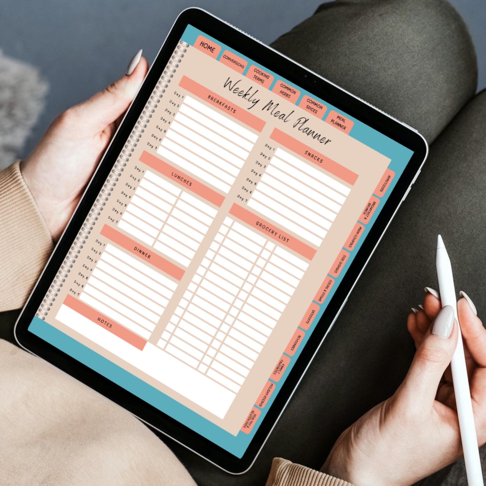 Digital Recipe Organizer, Digital Cookbook, Meal Planner, Goodnotes ...
