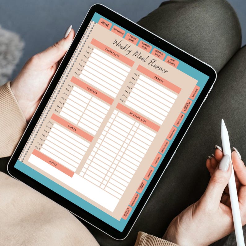 Digital Recipe Organizer, Digital Cookbook, Meal Planner, Goodnotes ...