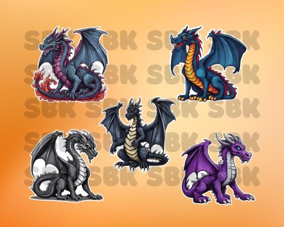 Gothic Dragon Collection Sticker PNG, Printable Sticker, Laptop Sticker ...