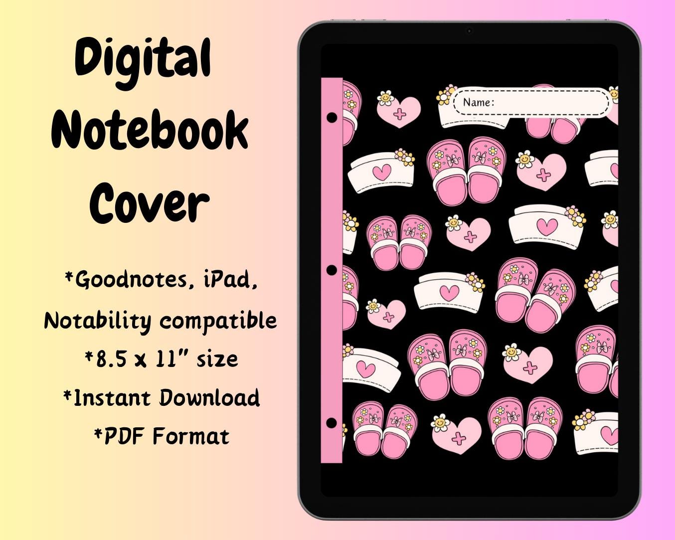 Cute Nurse Hats, Hearts and Clogs, Goodnotes, Notability, Digital ...
