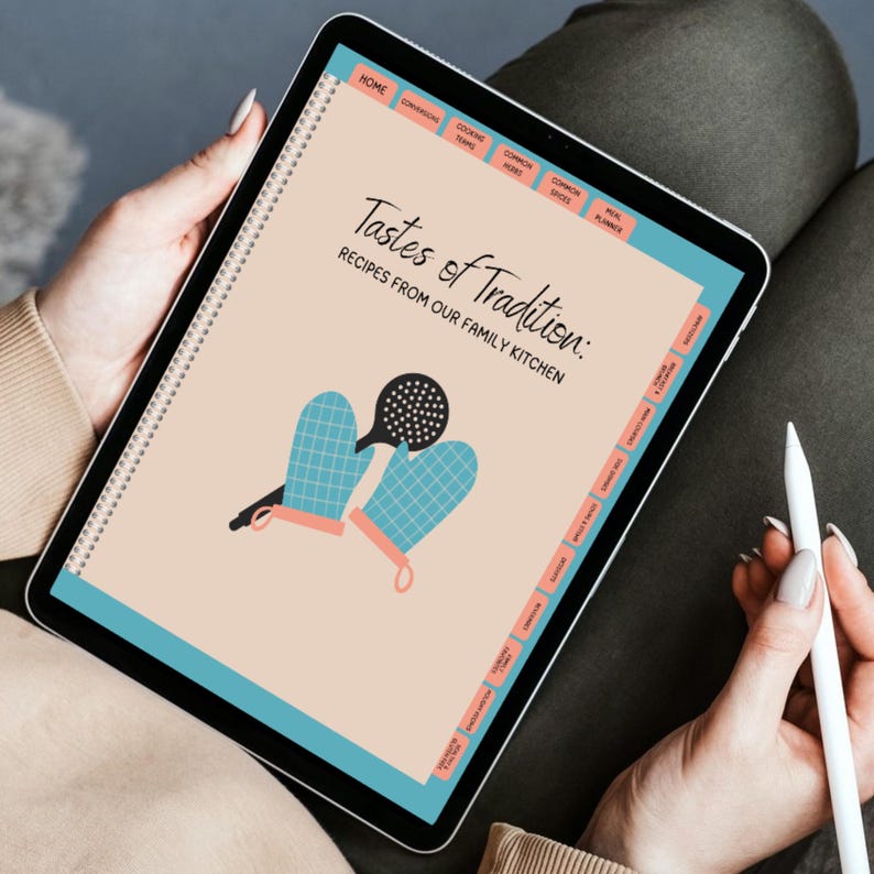 Digital Recipe Organizer, Digital Cookbook, Meal Planner, Goodnotes ...