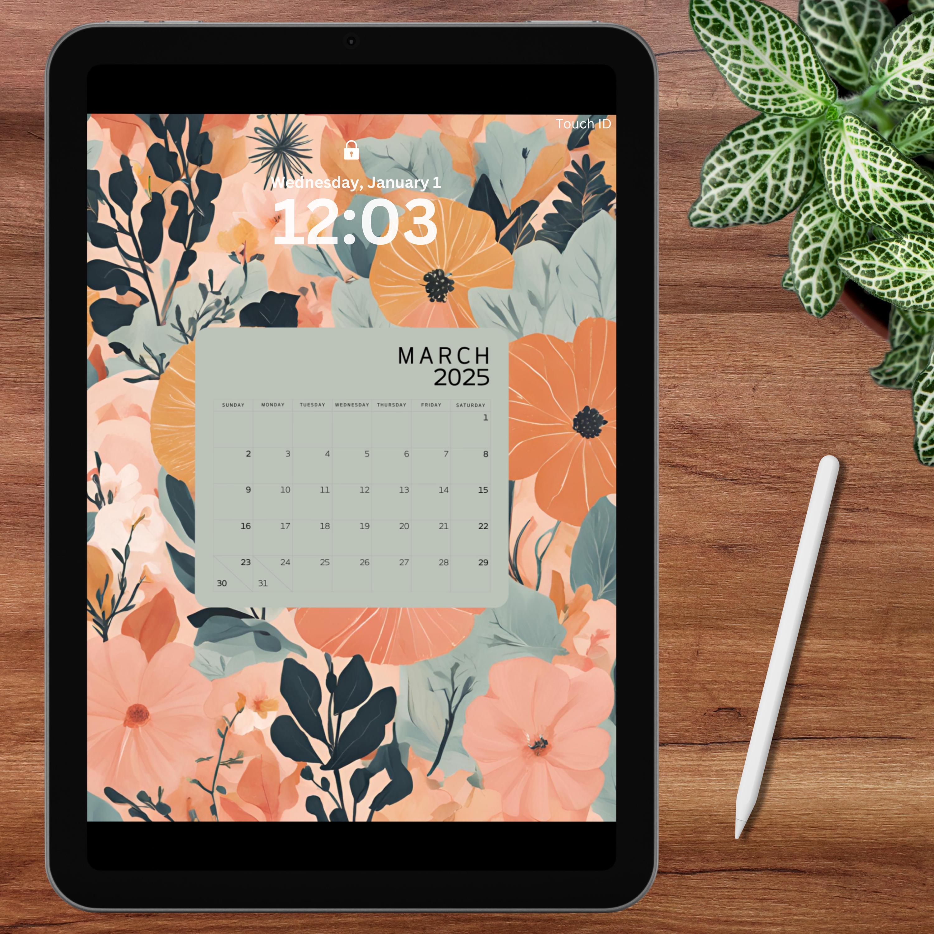 10.5 iPad Pro 2025 Monthly Calendar Wallpaper, Digital Wallpaper, iPad ...