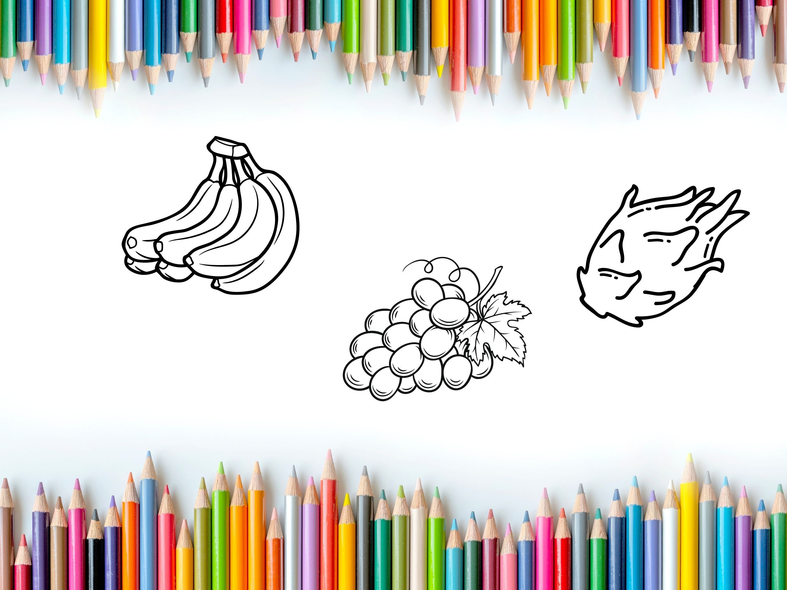 Coloring Book Page Fruits and Vegetables 24 Worksheets for Kids ...