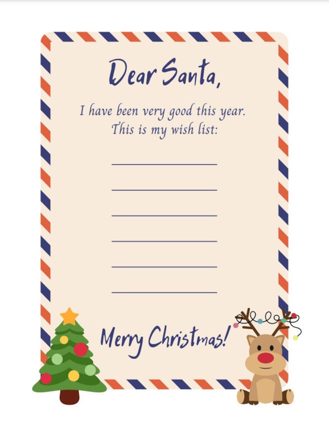 Printable Dear Santa Wish List Template - Etsy