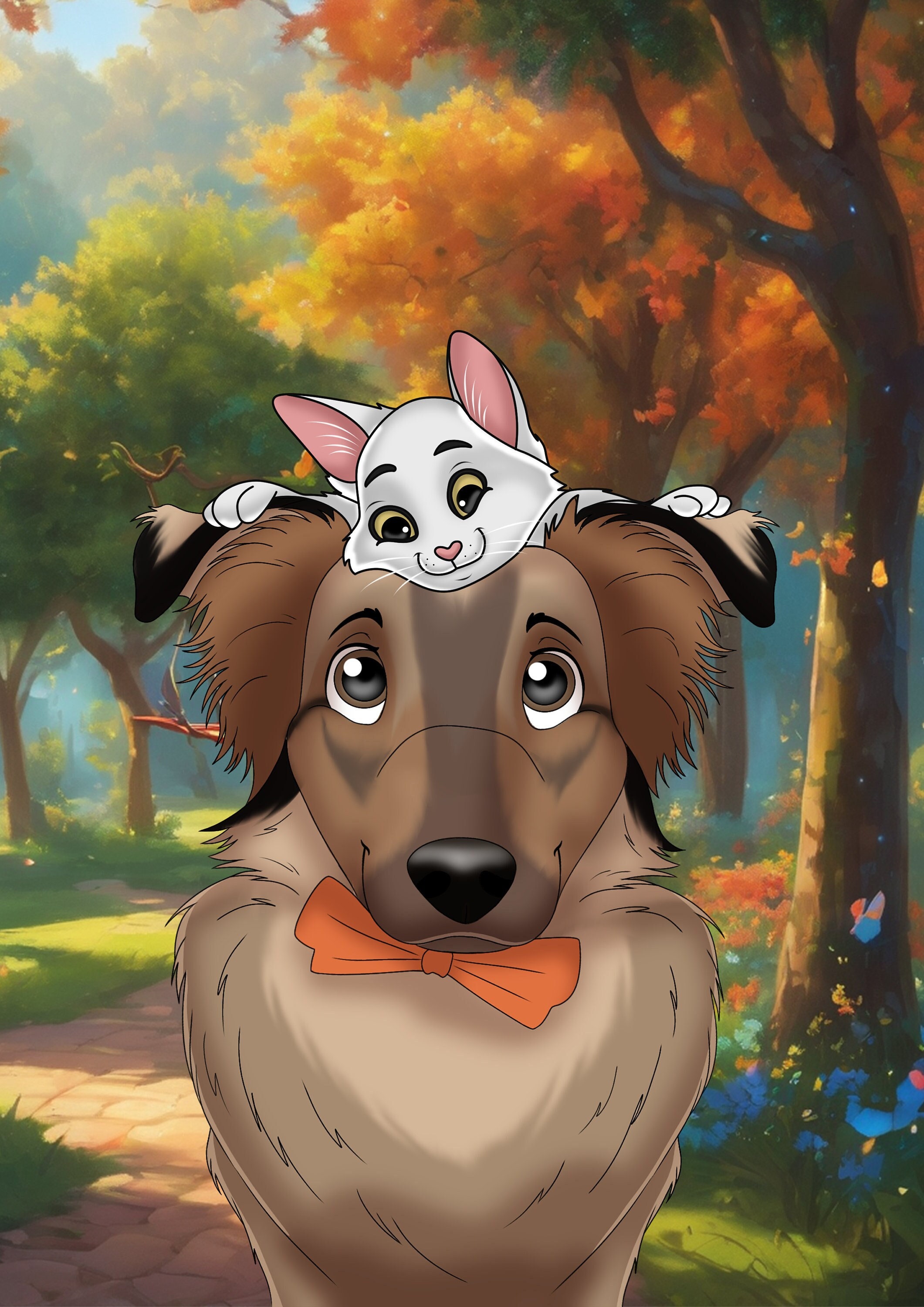 Disney Cartoon Pet Portrait, Dog Cartoon, Cat Cartoon, Christmas Gift ...