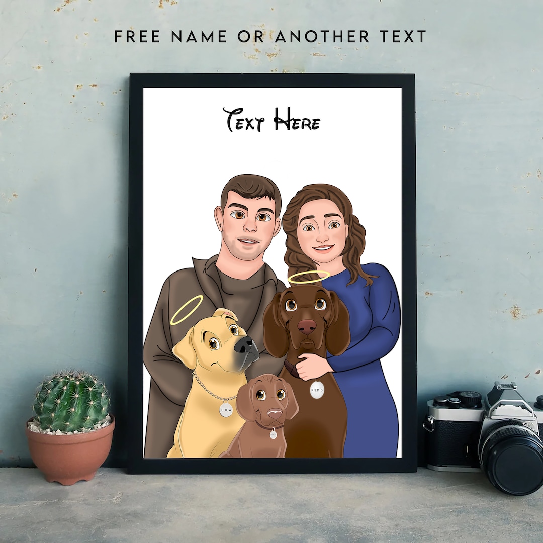 Disney Cartoon Family Portrait Custom Disney Portrait Christmas Gift ...