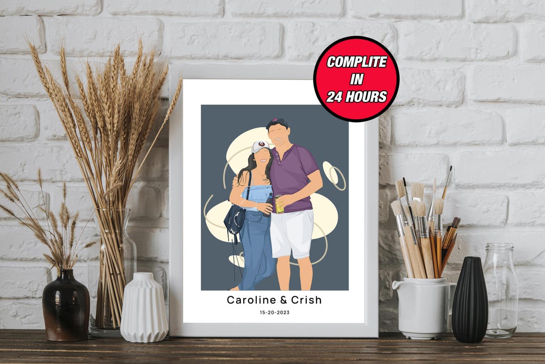 Faceless Cartoon Portrait, Couple Gift, Handcrafted Digital Artwork ...