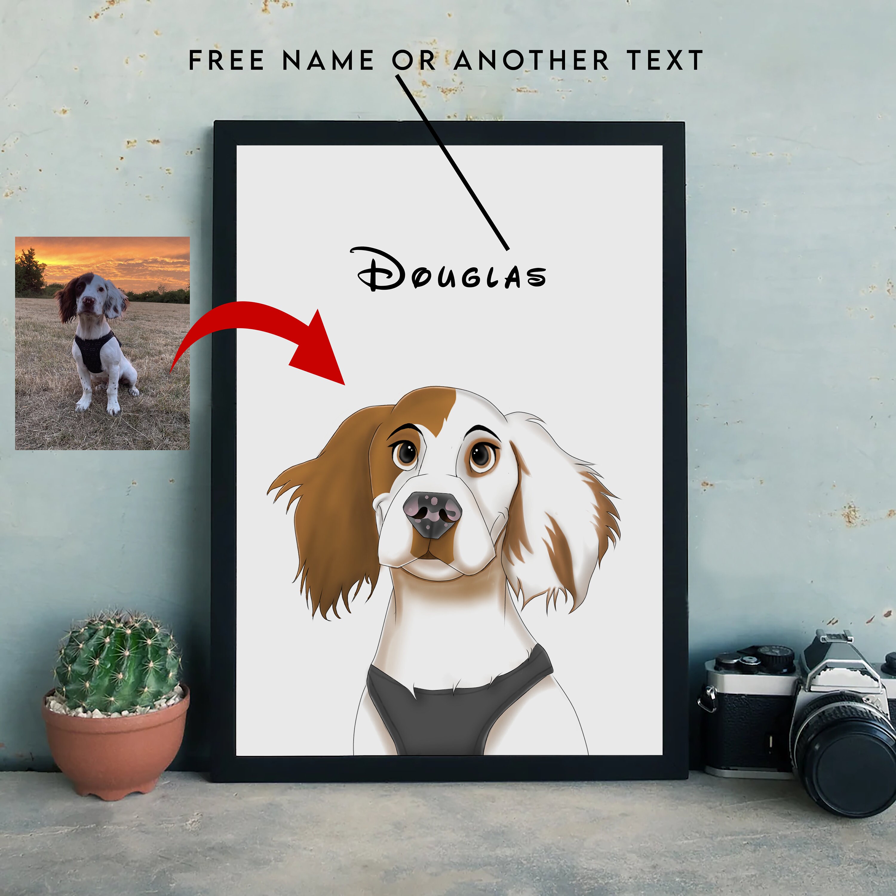 Disney Cartoon Pet Portrait, Dog Cartoon, Cat Cartoon, Christmas Gift ...