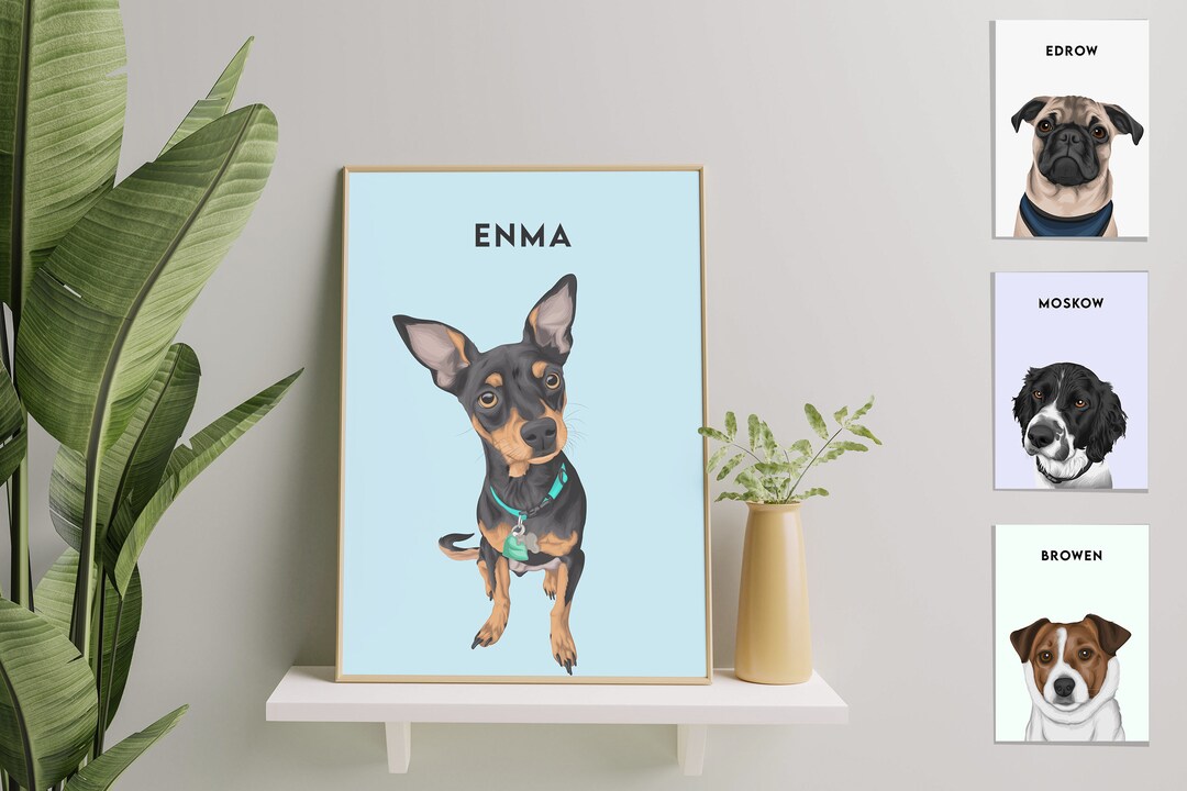 Customized Dog and Cat Portrait Digital Pet Portrait Pet - Etsy