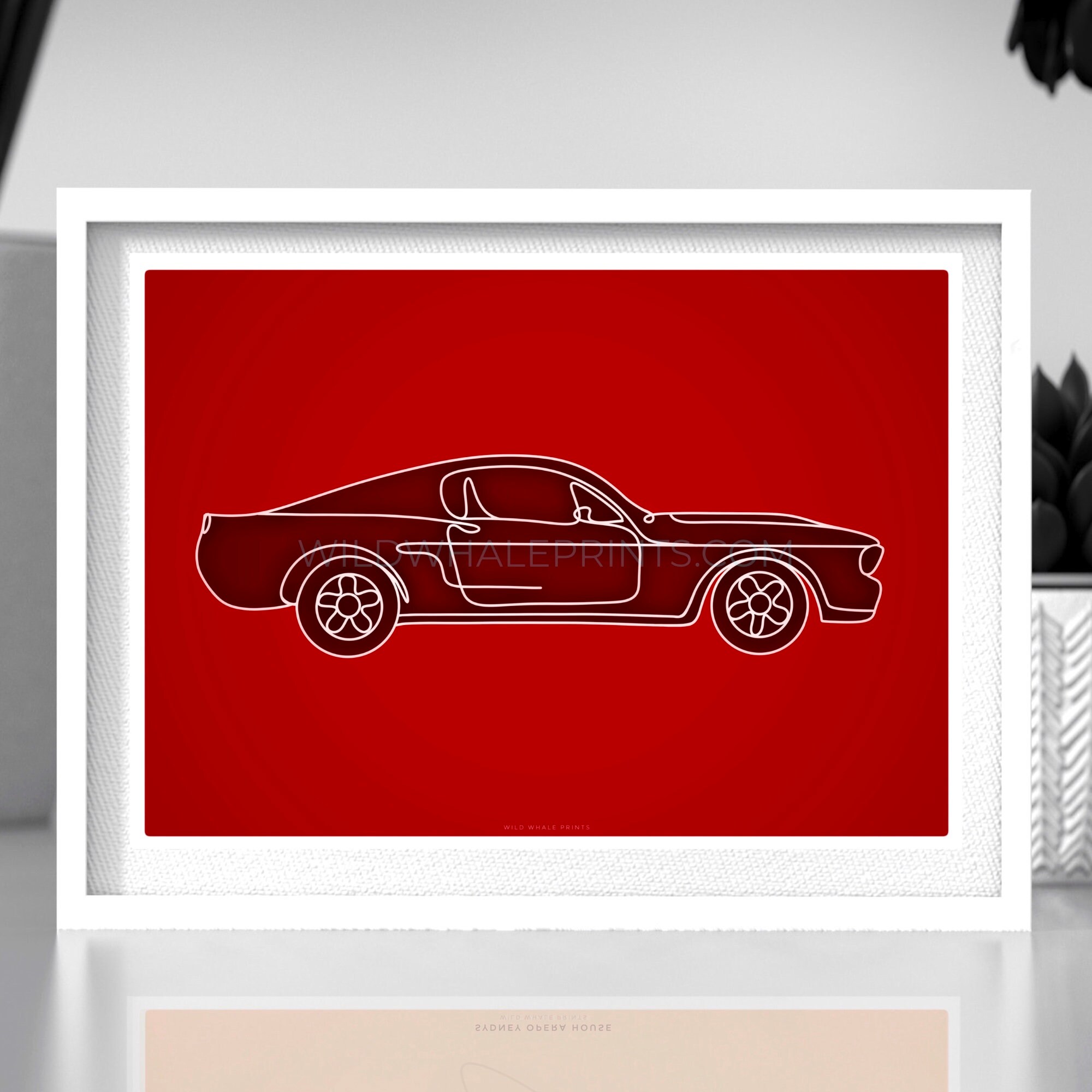 FORD MUSTANG Line Drawing Car Poster Print, Printable Wall Art, Retro ...