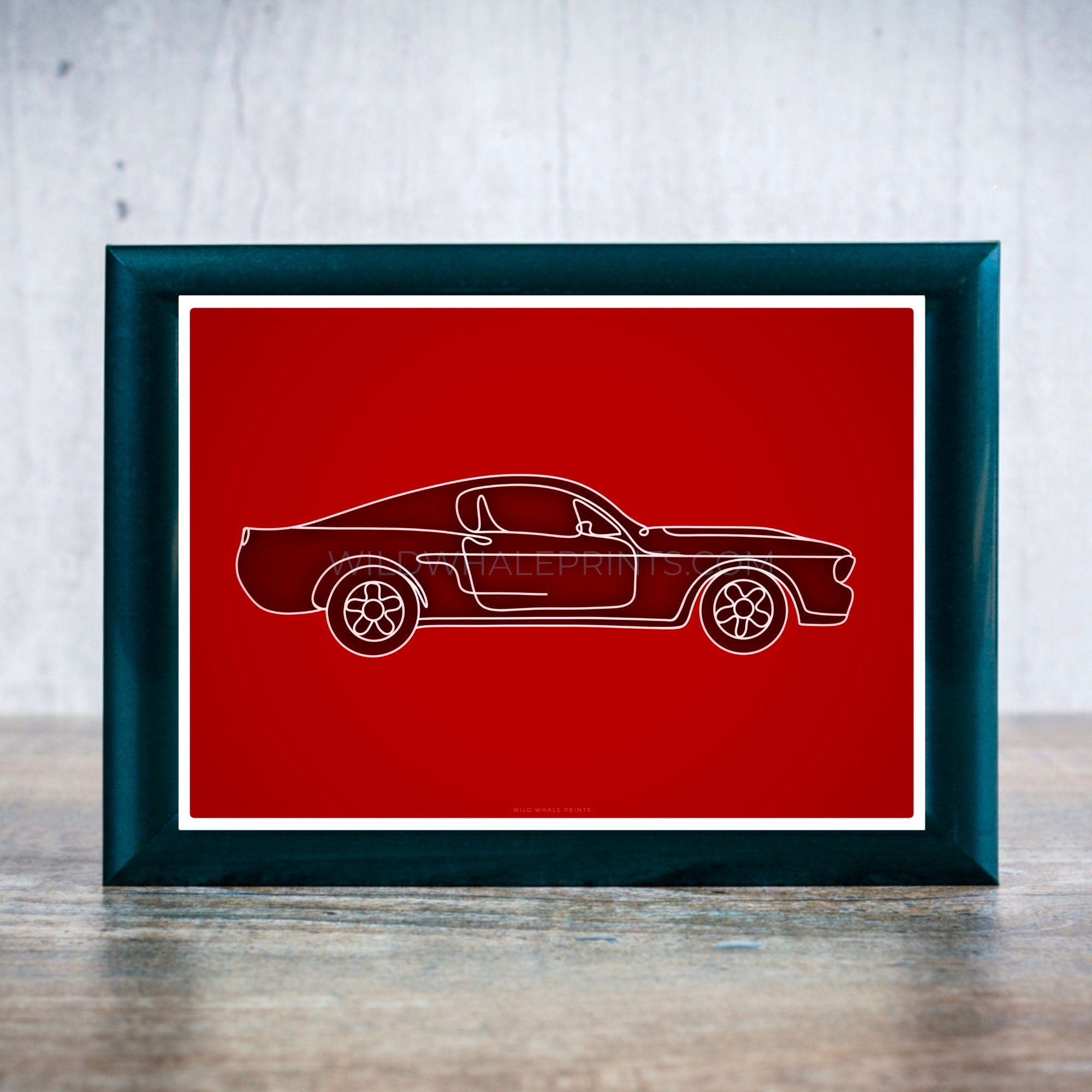 FORD MUSTANG Line Drawing Car Poster Print, Printable Wall Art, Retro ...