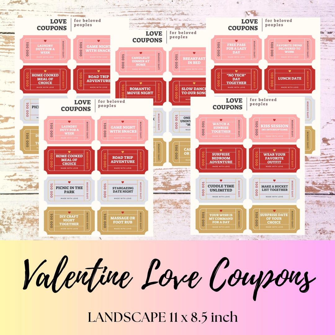 Printable Valentine's Day Coupon Book | Romantic & Fun Digital Love ...