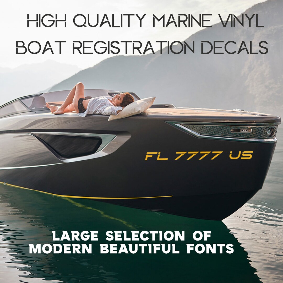 Boat / Jet Ski Registration Numbers / Decal / Vinyl Stickers 2-pack - Etsy
