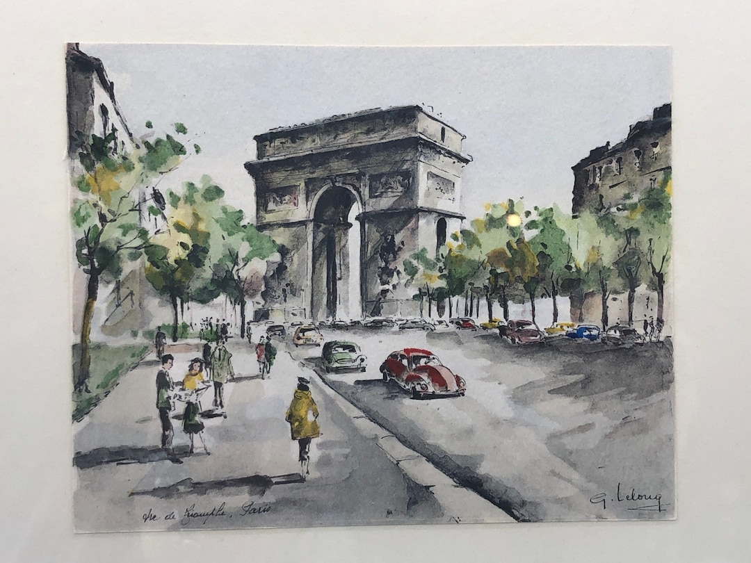 G Lelong Orig. Watercolor 50s Arc De Triomphe Paris - Etsy