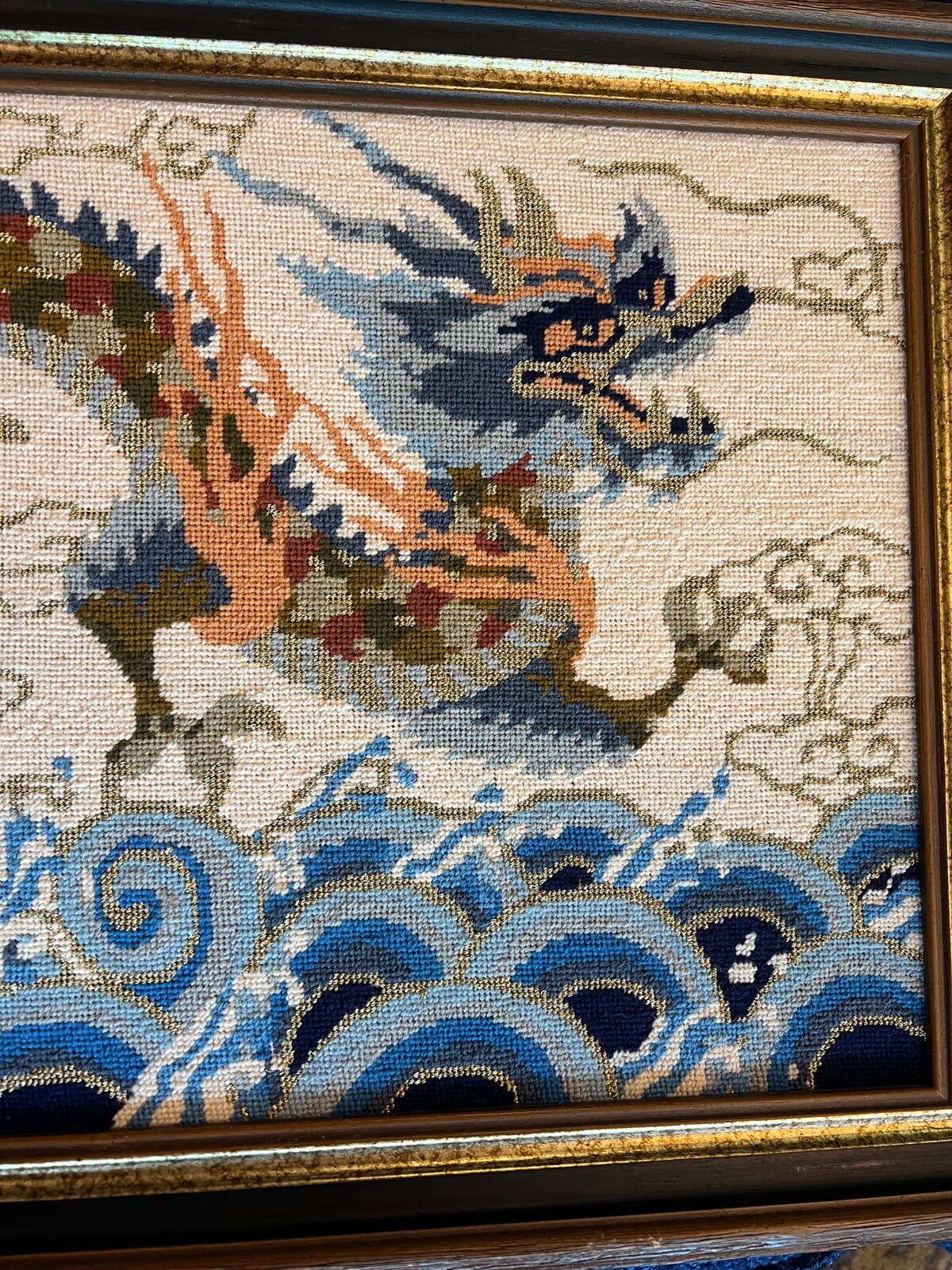 Vintage Chinoiserie Needlepoint Dragon - Etsy