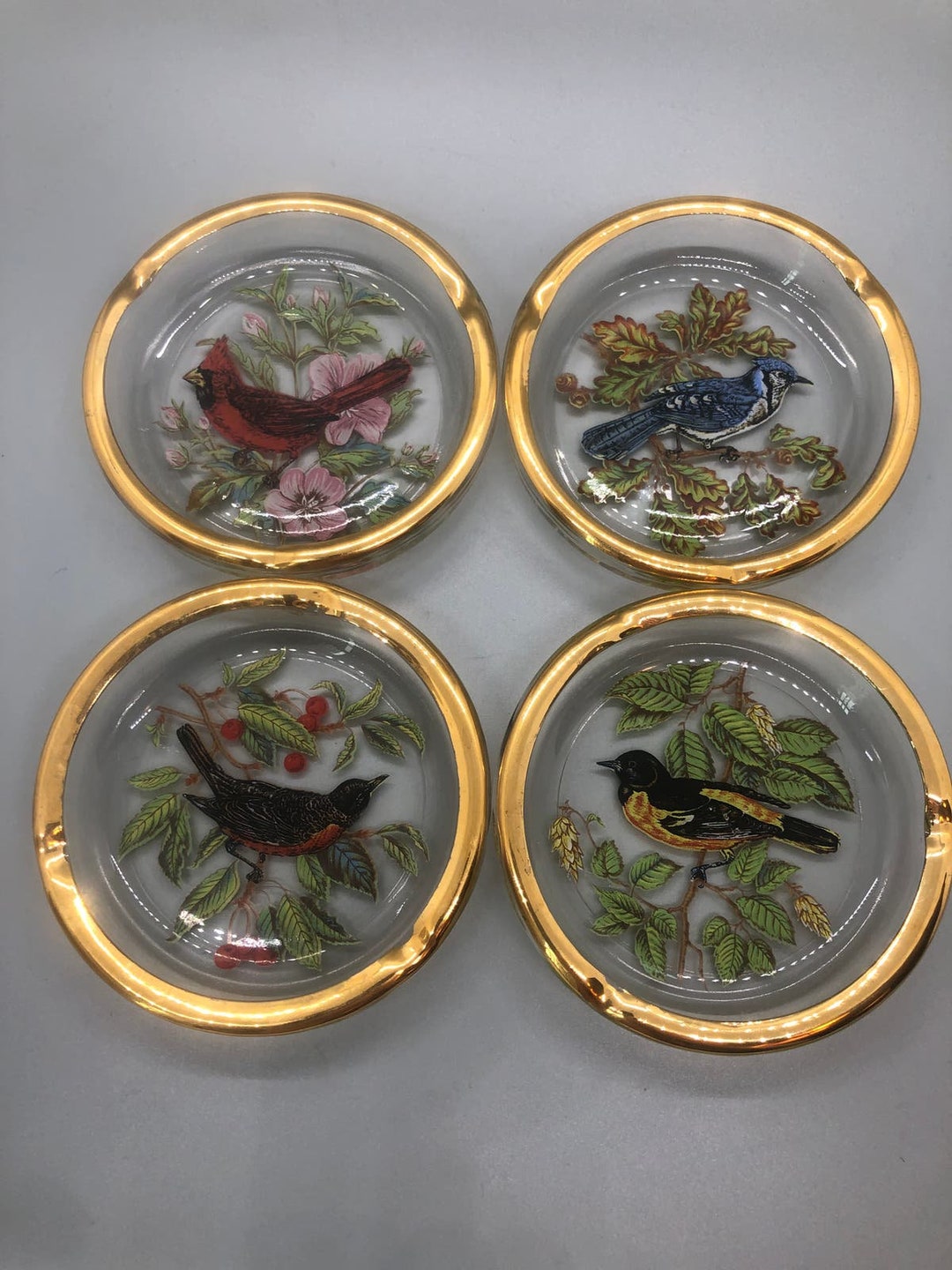 Set of 4 Vintage Viking Bird Motif Ashtrays - Etsy