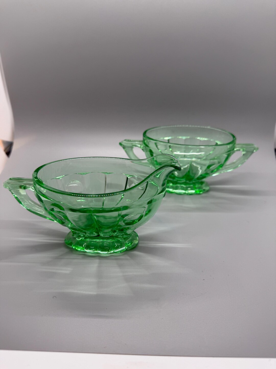 Rare Heisey Green Glass 30s Cream Sugar - Etsy