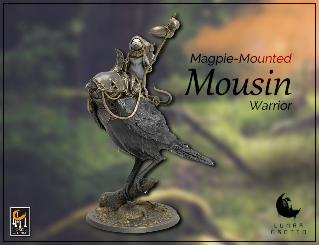 Magpie-mounted Mousin Warrior | Unpainted 12K Resin Miniature - Etsy