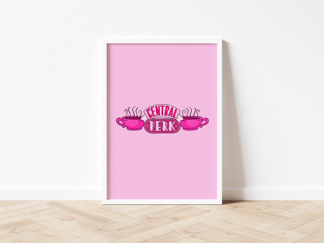 Friends TV Show Art - Central Perk Cafe Coffee Logo in Pink - Digital ...