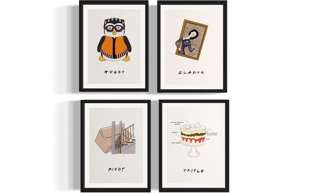 Friends TV Show Digital Download Prints Set of 4, Hugsy Penguin, Gladys ...