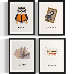 Friends TV Show Digital Download Prints Set of 4, Hugsy Penguin, Gladys ...