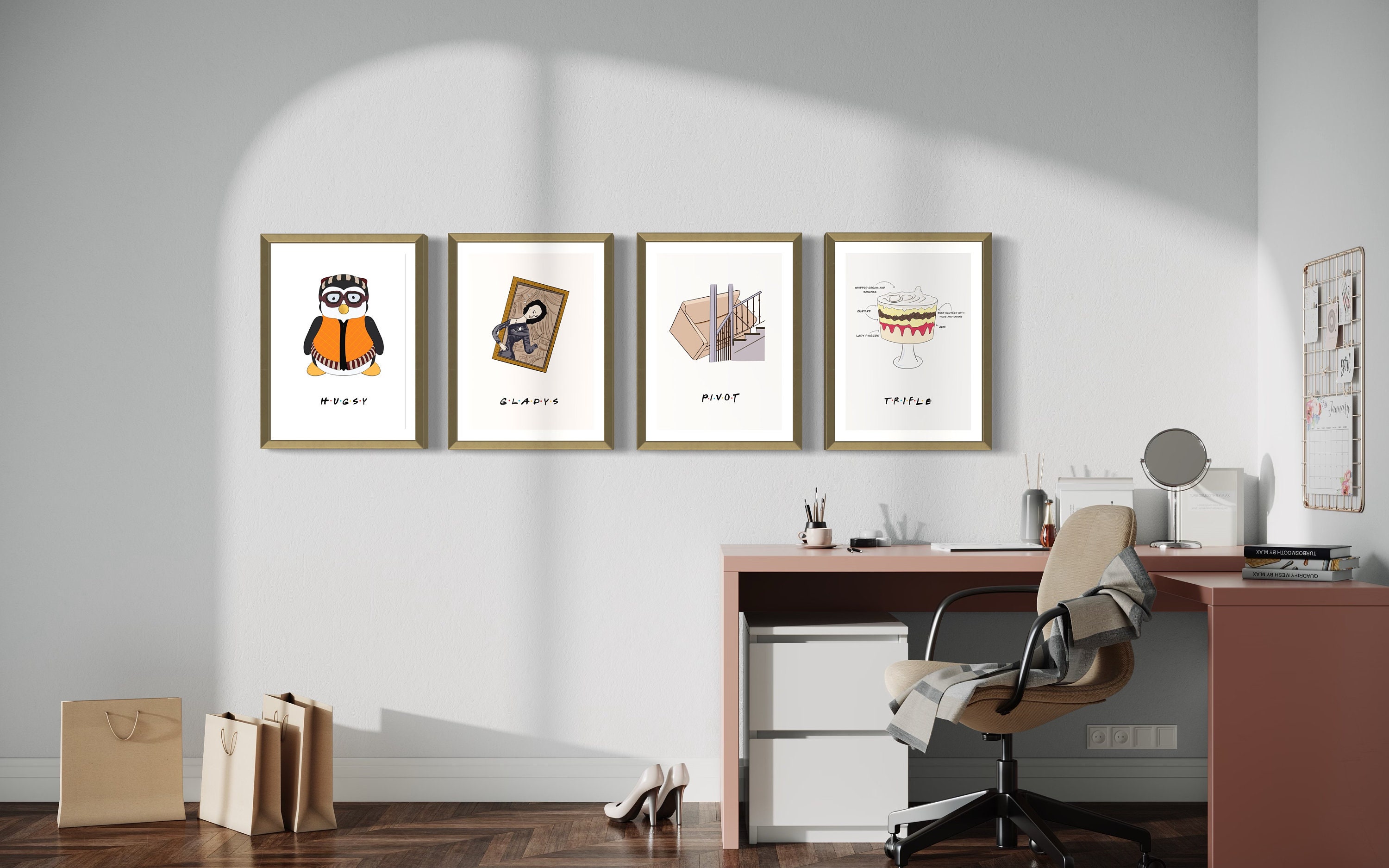Friends TV Show Digital Download Prints Set of 4, Hugsy Penguin, Gladys ...