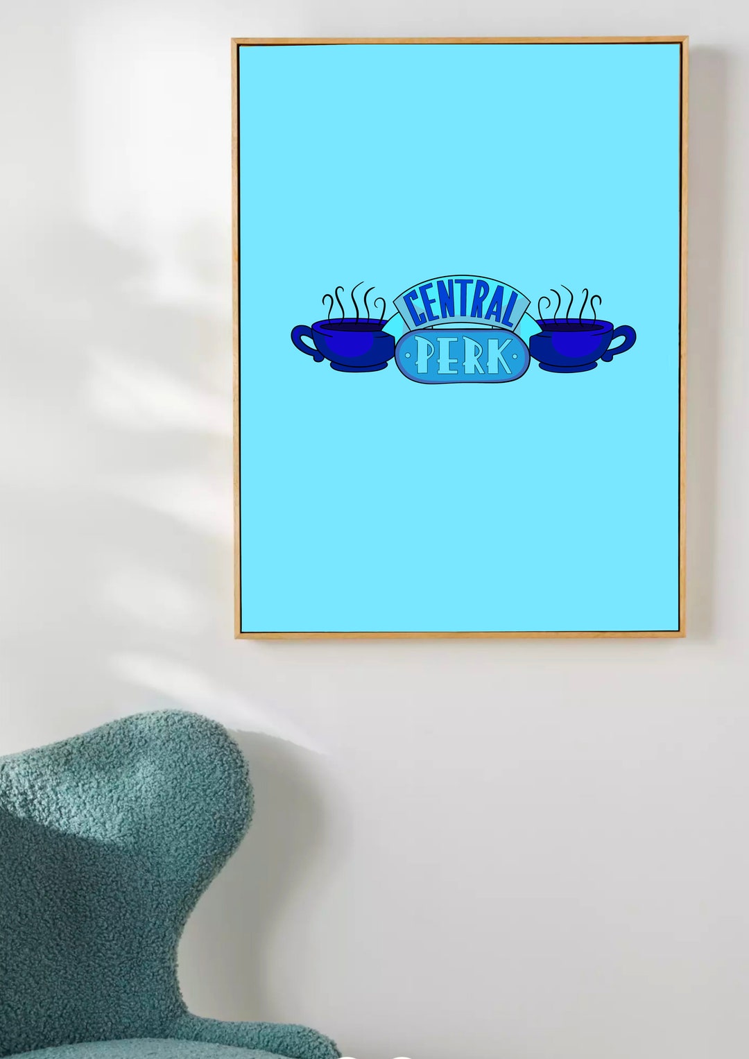 Friends TV Show Art Central Perk Cafe Coffee Logo in Blue Digital ...