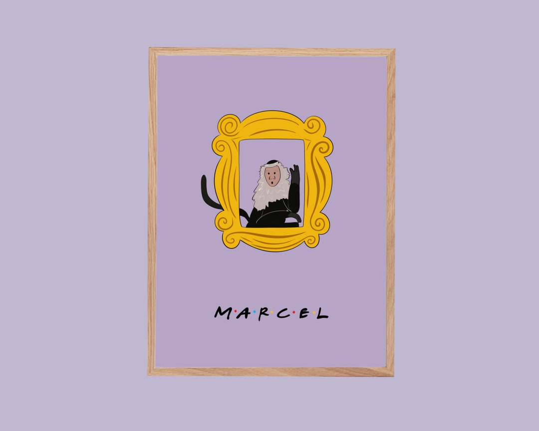 Friends Poster, Marcel Monkey Wall Art, Ross Geller Pet, Digital ...