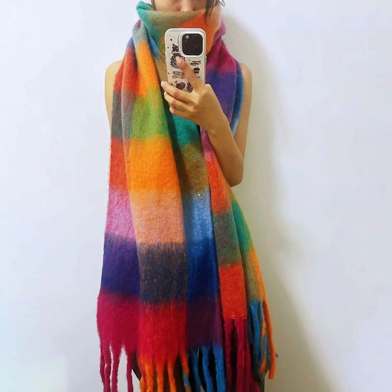 Rainbow Colour Scarf - Etsy