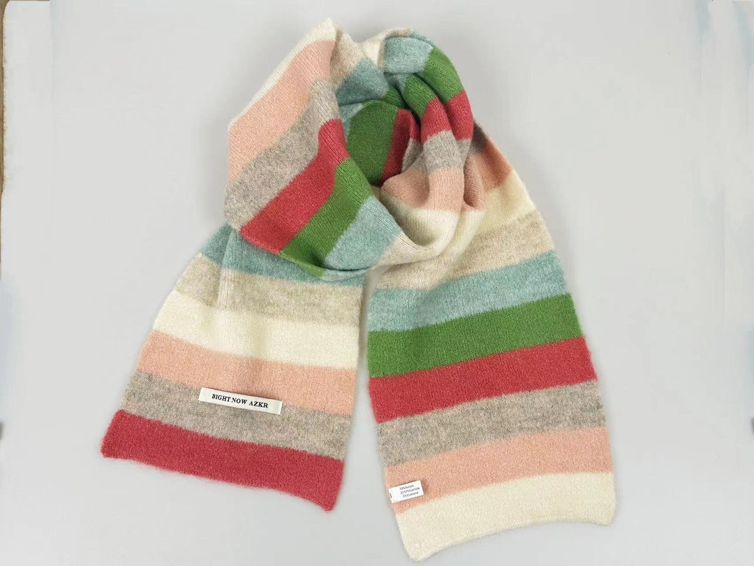 Rainbow Stripe Small Scarf for Female Winter Students Back to School ...