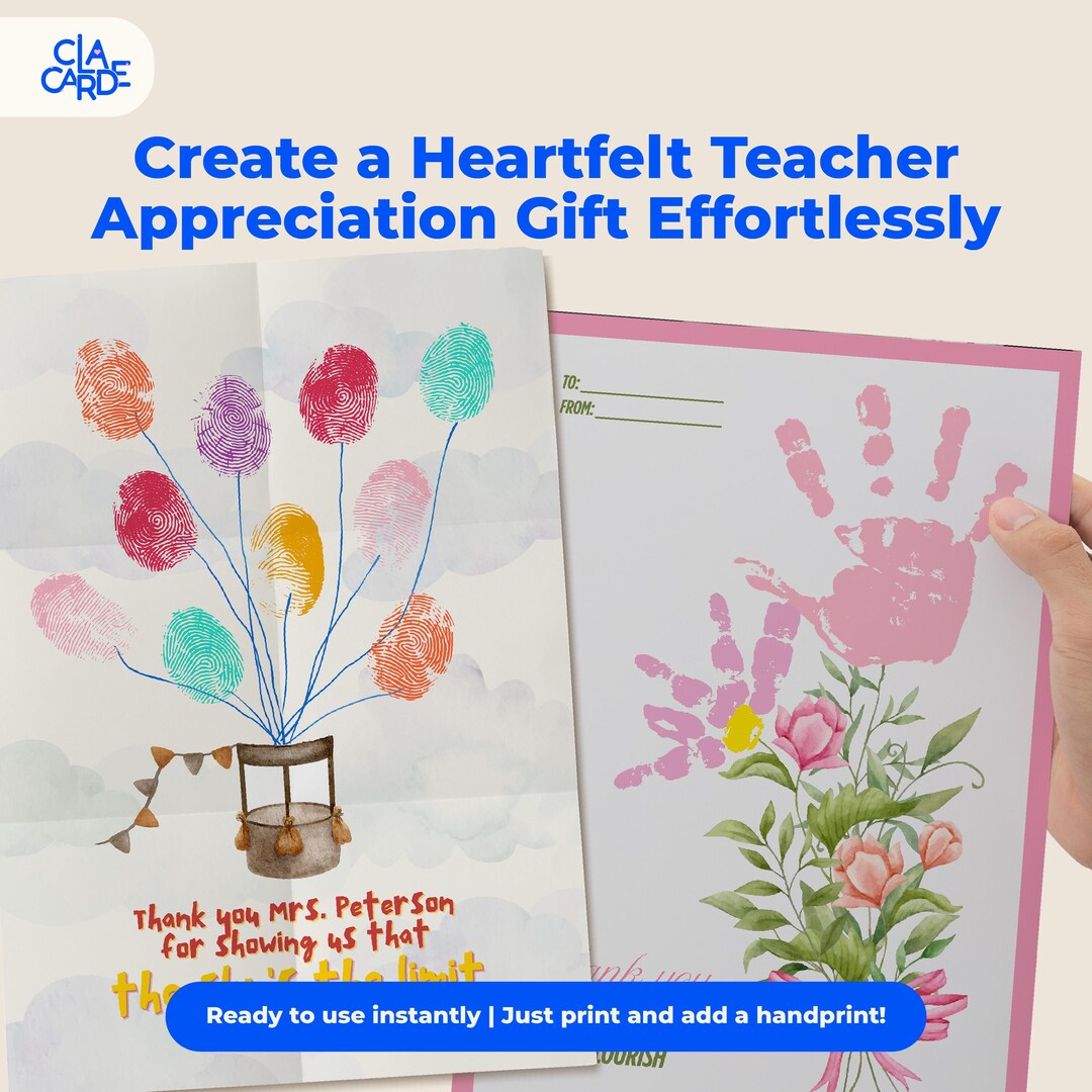 Teacher Appreciation Printable Handprint Art | DIY Kids Craft Gift ...