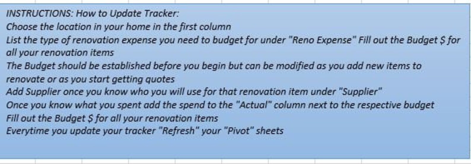 Simple Renovation and Project Budget Template With Summary Reports ...
