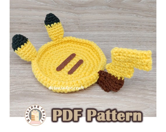 Crochet Pattern Pikachu Coaster Crochet Pokémon Amigurumi Pattern ...