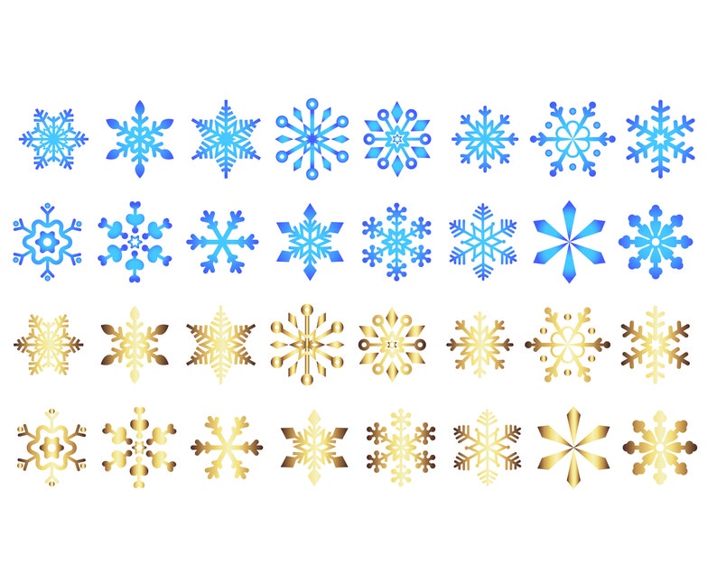 Beautiful Snowflake SVG PNG 16 Shapes With 4 Color Variations Blue ...