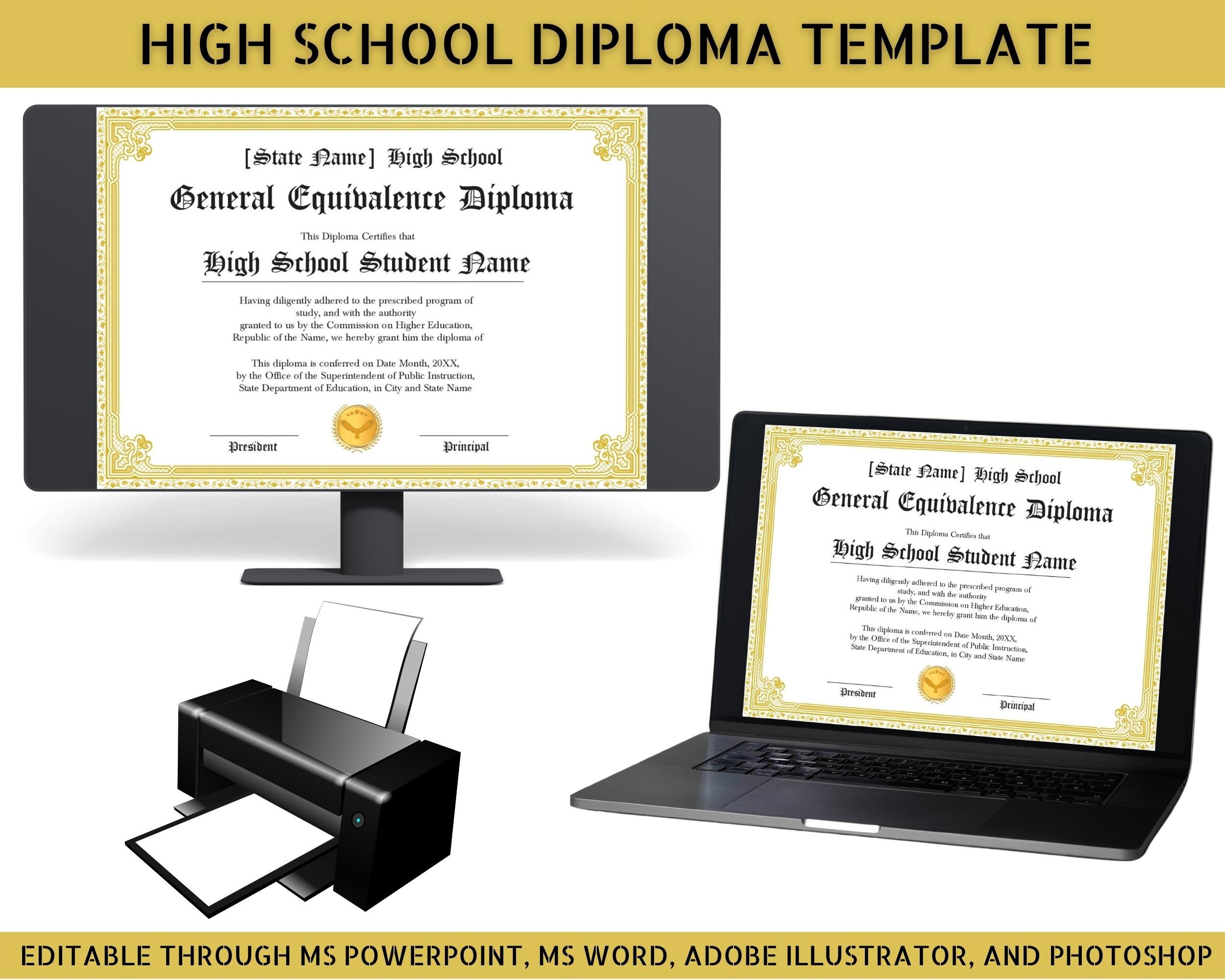 Plantilla De Diploma Falso De Escuela Secundaria De Florida