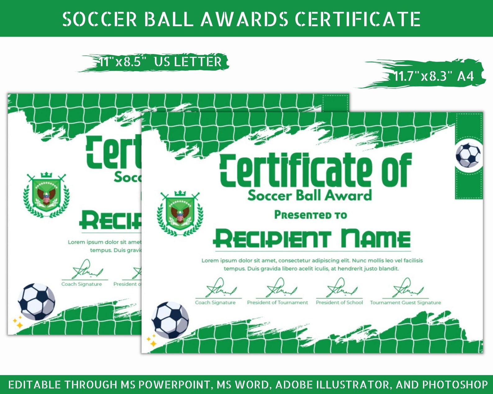 Editable Soccer Award Certificate Template (digital Download) - Etsy