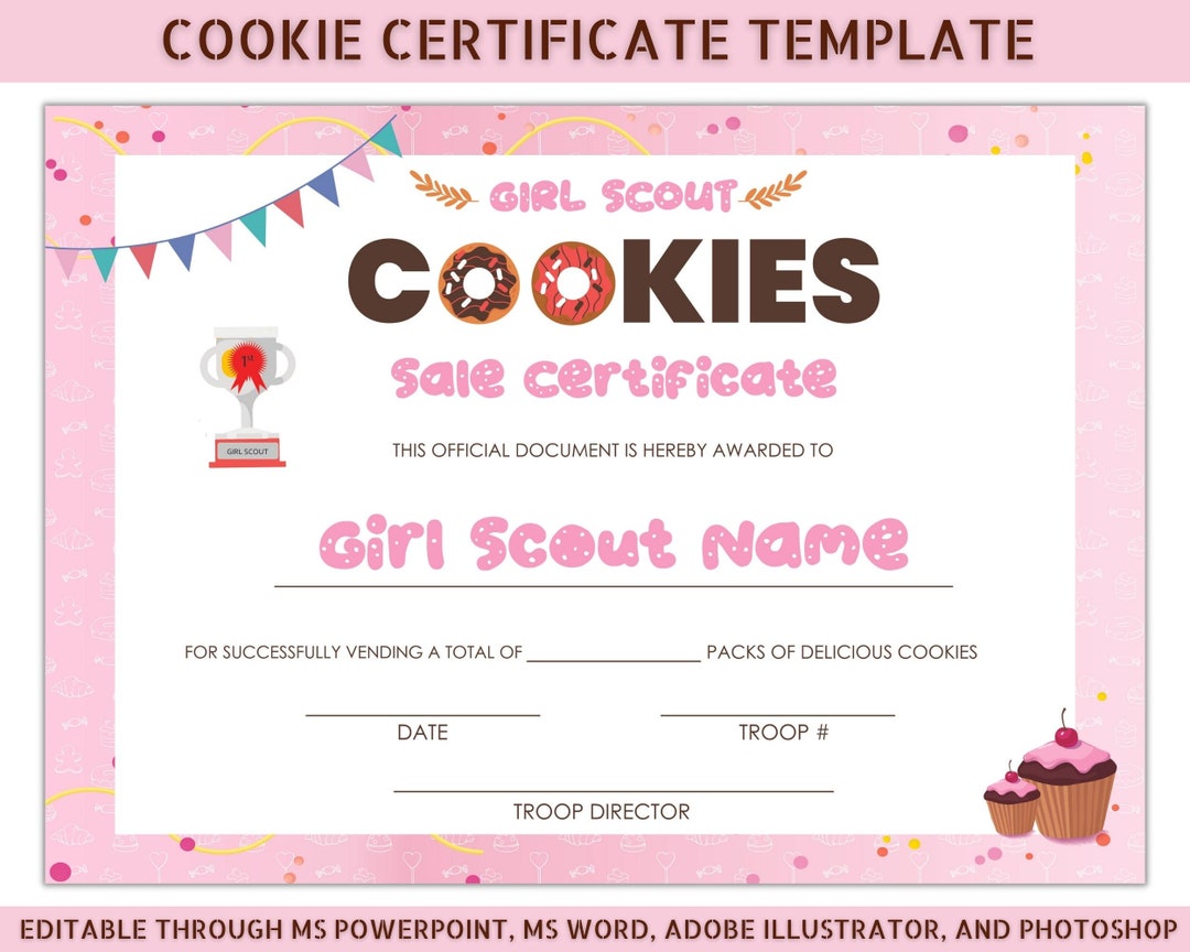 Girl Scout Cookie Sales Certificate Template (digital Download) - Etsy