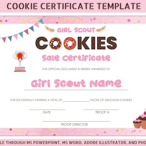 Girl Scout Cookie Sales Certificate Template (digital Download) - Etsy